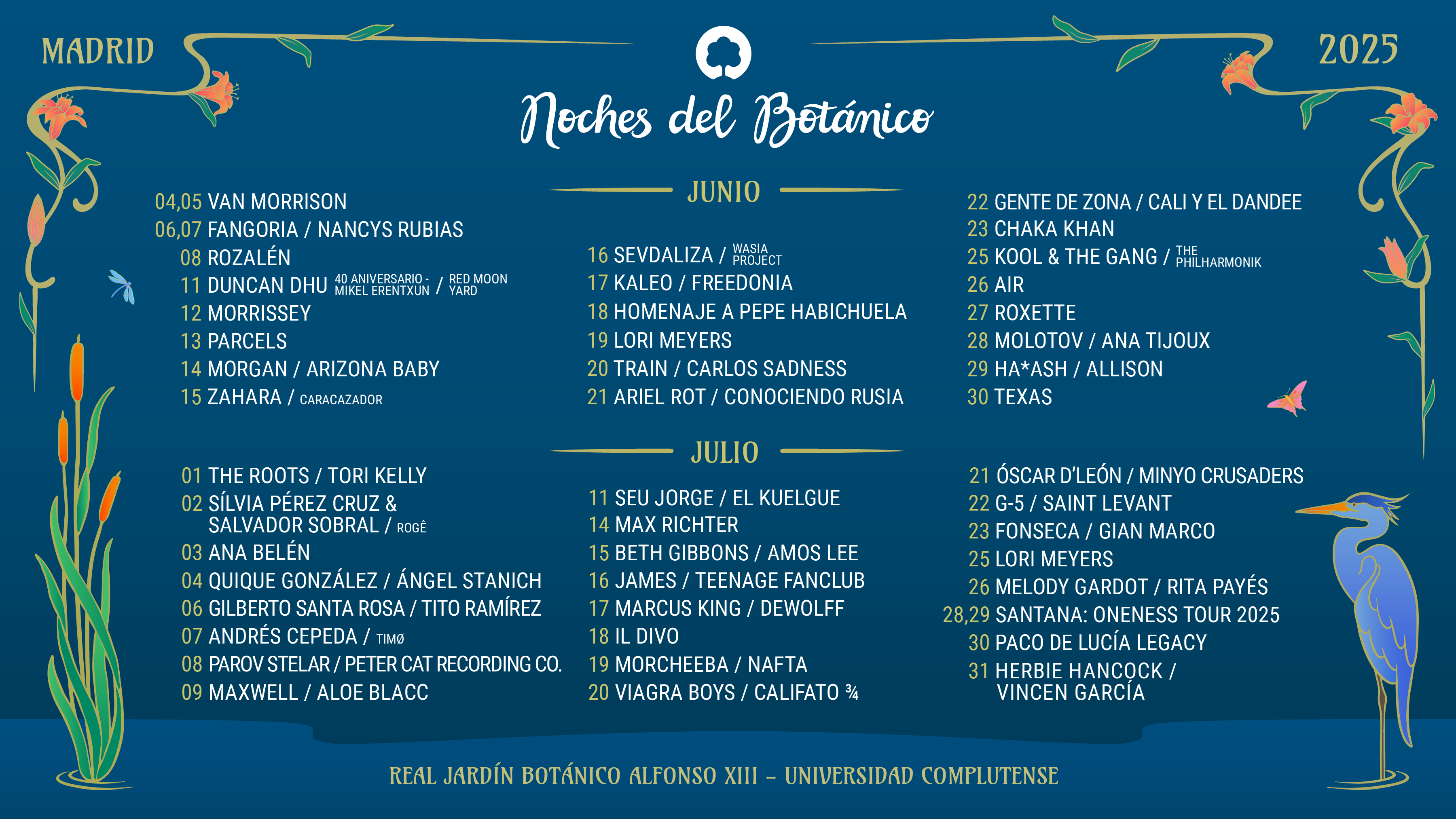 ¡Ya está aquí el cartel de Noches del Botánico 2025!